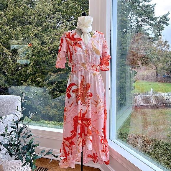 Abel The Label | Dresses | Abel The Label Floral Coral Lily Pattern ...